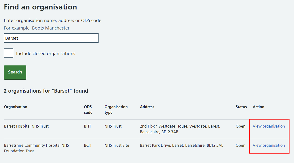 Find details of an organisation - NHS England Digital