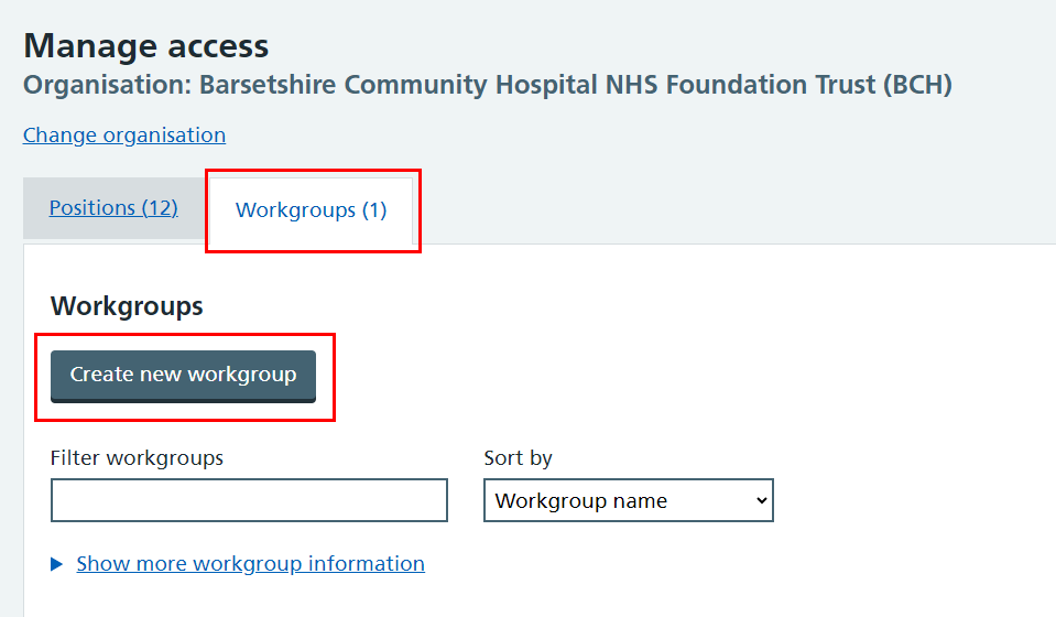 Create a workgroup - NHS England Digital