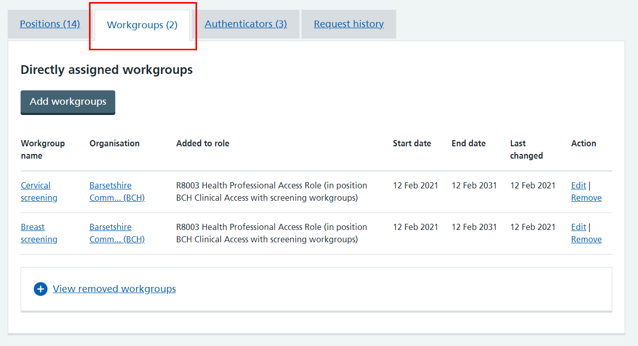 View workgroups assigned to a user - NHS England Digital