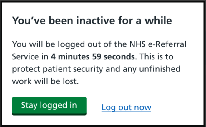 Session management settings - NHS e-Referral Service - NHS England Digital