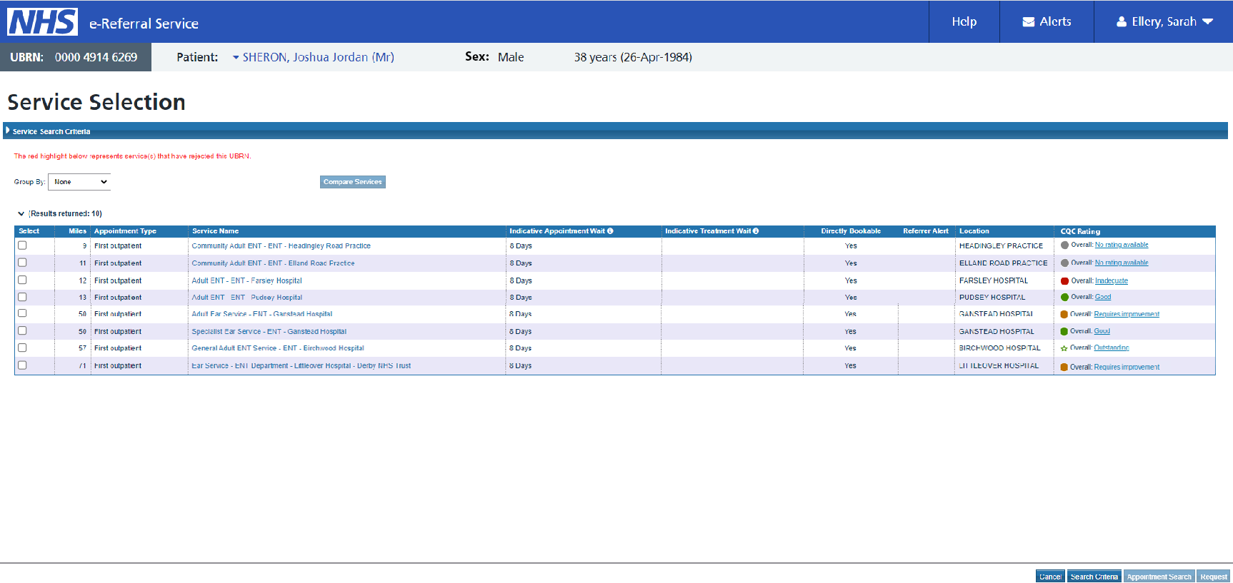 Displaying Care Quality Commission ratings in the NHS e-Referral ...