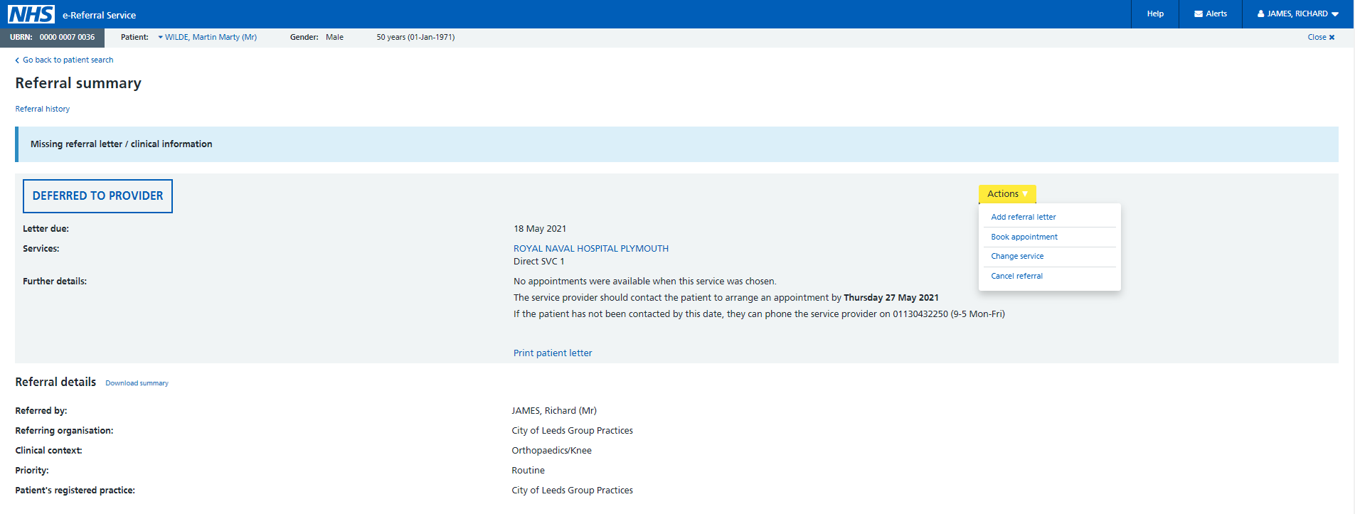 Phase 1 - new referral summary screen and formatting changes - NHS Digital