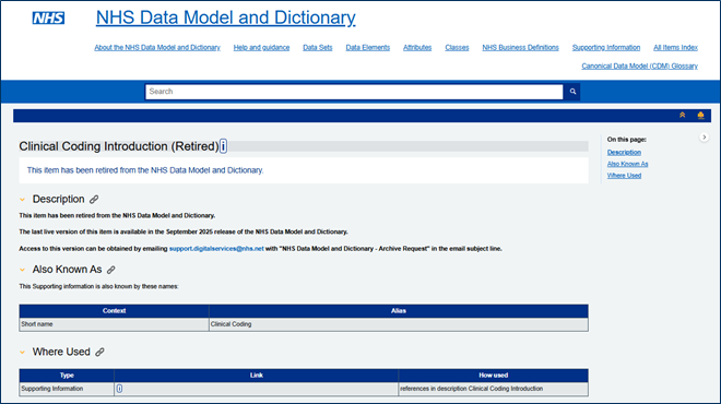 NHS Data Model and Dictionary Retirement Guidance - NHS England Digital