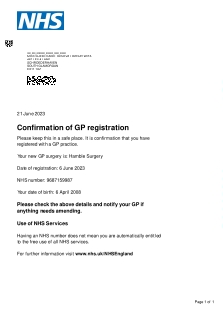 Telling patients their registration is successful - NHS England Digital